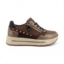 Mustang Damen braune Schn&uuml;rschuhe Plateau-Sneakers &ndash; M0332001