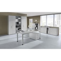 eurokraft pro RENATUS - Schreibtisch, 4-Fu&szlig;-Gestell, Breite 800 mm, graphit / Eiche
