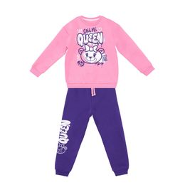 Denokids Trainingsanzug 'Queen Bear' M&auml;dchen Gr&ouml;&szlig;e 128 lila / pink / wei&szlig;