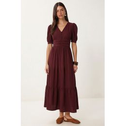 Damen Baumwollmischung Popeline Maxikleid