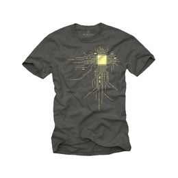MAKAYA Shirt 'CPU - Druck gelb' male size L Grey