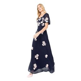 MAYA DELUXE - Maxikleid f&uuml;r Damen, Puff&auml;rmel (Marine)