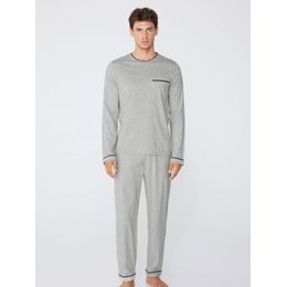 Tezenis Pyjama Herren Gr&ouml;&szlig;e M hellgrau / schwarz