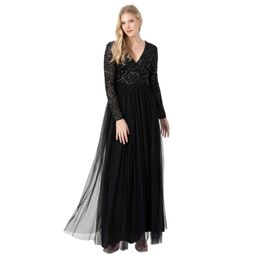 MAYA DELUXE - Kittel f&uuml;r Damen, V-Ausschnitt, Lang&auml;rmlig (Schwarz)