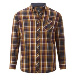 Jan Vanderstorm Button Up Shirt 'Olafvik' male size XL Dark blue / Mustard / Bordeaux / White