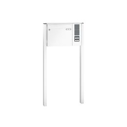 Renz Basic B freistehende Briefkastenanlage mit Sprechfeld in RAL 9016 zum Einbetonieren mit 2ten Namensschild & Soft Close