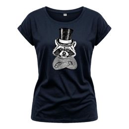 Makaya Shirt 'Waschb&auml;r Hut' Damen Gr&ouml;&szlig;e XL blau