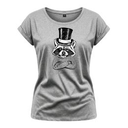 Makaya Shirt 'Waschb&auml;r Hut' Damen Gr&ouml;&szlig;e L graphit
