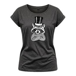 Makaya Shirt 'Waschb&auml;r Hut' Damen Gr&ouml;&szlig;e 4XL dunkelgrau