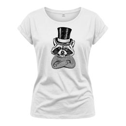 Makaya Shirt 'Waschb&auml;r Hut' Damen Gr&ouml;&szlig;e XL wei&szlig;