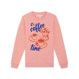 Watapparel Sweatshirt 'Its Coffee Time' Damen Gr&ouml;&szlig;e XL ultramarinblau / altrosa / rot