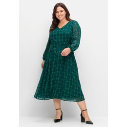 sheego by Joe Browns sheego Gro&szlig;e Gr&ouml;&szlig;en Druckkleid in Midi-L&auml;nge, aus Georgette, gr&uuml;n-blau, Gr&ouml;&szlig;e 52 - Damen