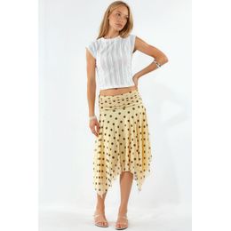 Hochtaillierter Polka-Dot Midi A-Linien-Rock