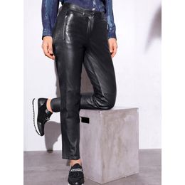 Mainpol Damen Lederhose mit Ziersteppung seitlich, schwarz, Gr&ouml;&szlig;e 38