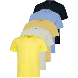 Kruze | Herren T-Shirts mit Rundhalsausschnitt (5er Pack) - NVY/GRY/SKY/YLW/BEIGE