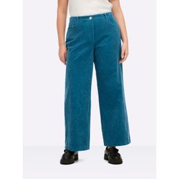 sheego Gro&szlig;e Gr&ouml;&szlig;en Cordhose mit weitem Bein, topas, Gr&ouml;&szlig;e 52 - Damen