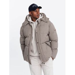 Ombre Winter Jacket 'OM-JAHP-0174' male size L Beige / Brown / Black