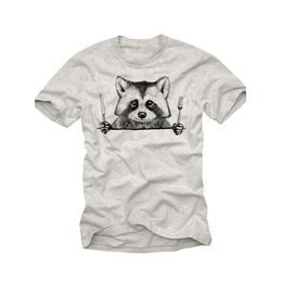 MAKAYA Shirt 'Waschb&auml;r Gabel' male size L Graphite