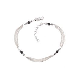 Firetti Schmuck: Fu&szlig;kette in mehrreihiger Panzerkettengliederung mit Kristallkugeln Damen Gr&ouml;&szlig;e One Size schwarz / silber