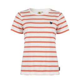ROADSIGN australia Shirt 'T-Shirt Heart Stripes Streifenshirt aus Baumwolle im zeitlosen Design vielseitig tragbar' Damen Gr&ouml;&szlig;e L koralle