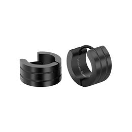 Akzent Ohrringe 'Edelstahl Schwarz, D: 9 mm, 7 mm breit, Unisex & Robust' Damen Gr&ouml;&szlig;e One Size schwarz