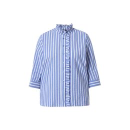 Ulla Popken Bluse Damen Gr&ouml;&szlig;e XXXL/4XL kobaltblau / wei&szlig;
