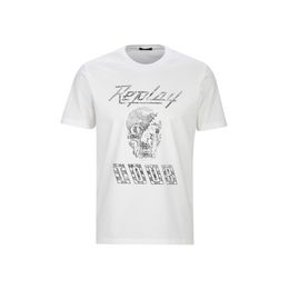 Replay T-Shirt 'Skull' Herren Gr&ouml;&szlig;e M dunkelgrau / wei&szlig;