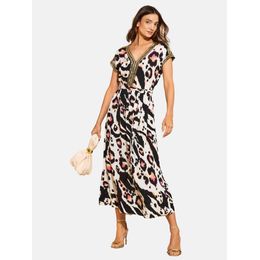 Love & Roses Kleid Damen Gr&ouml;&szlig;e 38 elfenbein / braun / pink / schwarz Sommerkleid