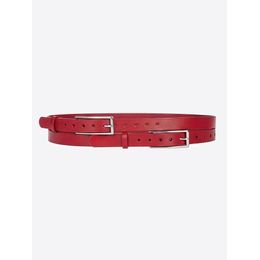Haute Cuir G&uuml;rtel 'Double Buckle Belt' Damen Gr&ouml;&szlig;e 75/85 rot