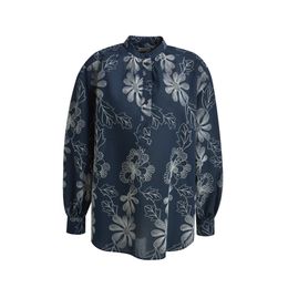 Milano Italy Langarmbluse mit Stickereien Damen Gr&ouml;&szlig;e XL blau