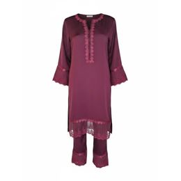 Radwa Tunika 'RADWA 2 PCs Women's Floral Co-ord Set' Damen Gr&ouml;&szlig;e M dunkelrot