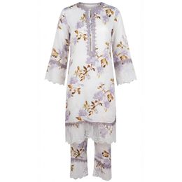 Radwa Tunika 'RADWA 2 PCs Women's Floral Co-ord Set' Damen Gr&ouml;&szlig;e M offwhite
