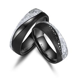 Marrya Ring 'MARRYA Ehering BT-13 aus Black Titanium &ndash; &bdquo;BLACK & WHITE&ldquo; Kollektion' Damen Gr&ouml;&szlig;e 57 schwarz