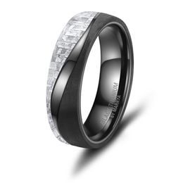 Marrya Ring 'MARRYA Ehering BT-13 aus Black Titanium &ndash; &bdquo;BLACK & WHITE&ldquo; Kollektion' Damen Gr&ouml;&szlig;e 55 wei&szlig;meliert