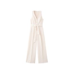 MANGO Jumpsuit 'Rosanna' female size XXS Light beige