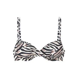 Lascana Damen B&uuml;gel-Bikini-Top, creme-schwarz, Gr&ouml;&szlig;e 36F