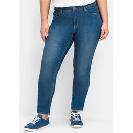 sheego Damen Jeans mit Kontrastn&auml;hten, blue denim, Gr&ouml;&szlig;e 56