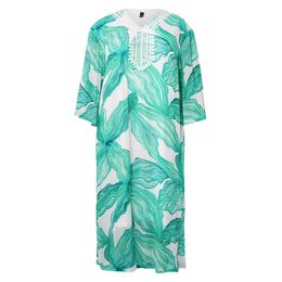 YOEK Kleid Damen Gr&ouml;&szlig;e 56/58 t&uuml;rkis / jade / wei&szlig; Sommerkleid