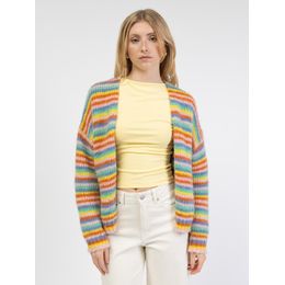 Broke + Sch&ouml;n Strickjacke 'Strickjacke in Regenbogenfarben' Damen Gr&ouml;&szlig;e S/M orange