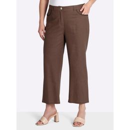 sheego Damen Leinen-Mix-Hose, Braun, Gr. 42, Hosen, Material: Leinen