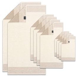 Caw&ouml; Handtuch Herren Gr&ouml;&szlig;e Set wollwei&szlig; / naturwei&szlig;