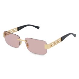 Versace 0VE2298 | Herren-Sonnenbrille | Fassung: Randlos, Eckig, Metall, Gold | Glasfarbe: Pink Spiegel Gold