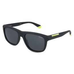 Polaroid PLD 2163/S | Unisex-Sonnenbrille | Fassung: Vollrand, Quadratisch, Kunststoff, Schwarz Matt | Glasfarbe: Grau