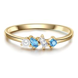 Glanzst&uuml;cke M&uuml;nchen Ring Damen Gr&ouml;&szlig;e 56 blau / goldgelb / wei&szlig;