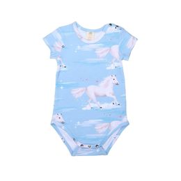 Walkiddy Strampler/Body 'White Horses' M&auml;dchen Gr&ouml;&szlig;e 50/56 blau