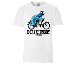 logoshirt T-Shirt 'Sesamstrasse - Kr&uuml;melmonster Motorrad' Damen Gr&ouml;&szlig;e 4XL wei&szlig;