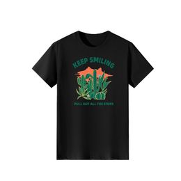 Lapaplus Shirt 'Women Retro Desert Cactus KEEP SMILING Slogan Print T-Shirt' Damen Gr&ouml;&szlig;e XL schwarz