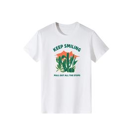 Lapaplus Shirt 'Women Retro Desert Cactus KEEP SMILING Slogan Print T-Shirt' Damen Gr&ouml;&szlig;e L wei&szlig;