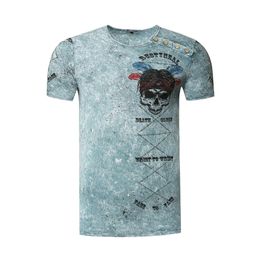 Rusty Neal T-Shirt mit verwaschenem Print Herren Gr&ouml;&szlig;e M grau