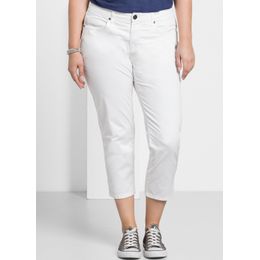 sheego Damen 7/8-Hose in schmaler Form, aus Twill, wei&szlig;, Gr&ouml;&szlig;e 58